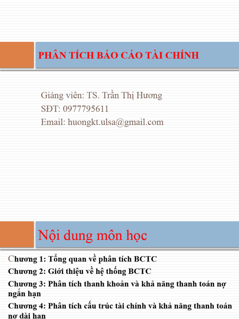 Slide Phân Tích BCTC Chương 1. Hương N P | PDF