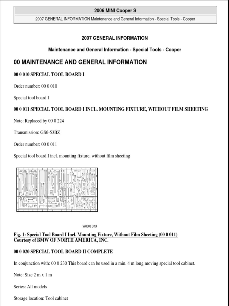 2007 MINI Cooper S Tool Maintenance Guide | PDF | Battery Charger ...