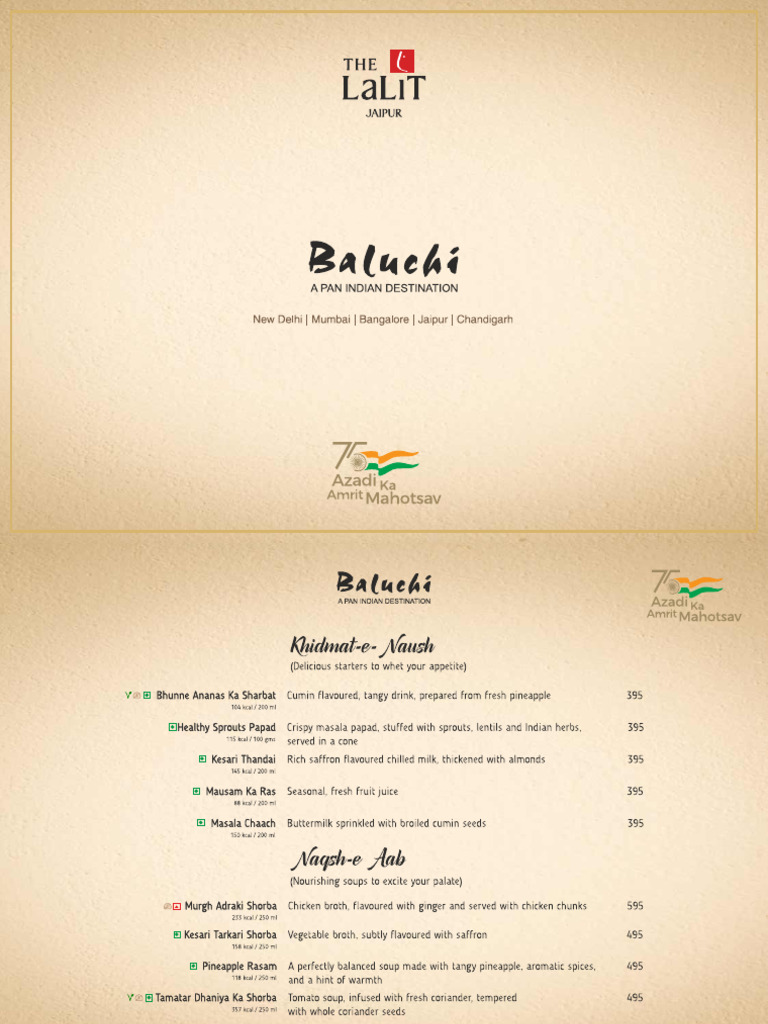 Jaipur Baluchi Menu v22 | PDF