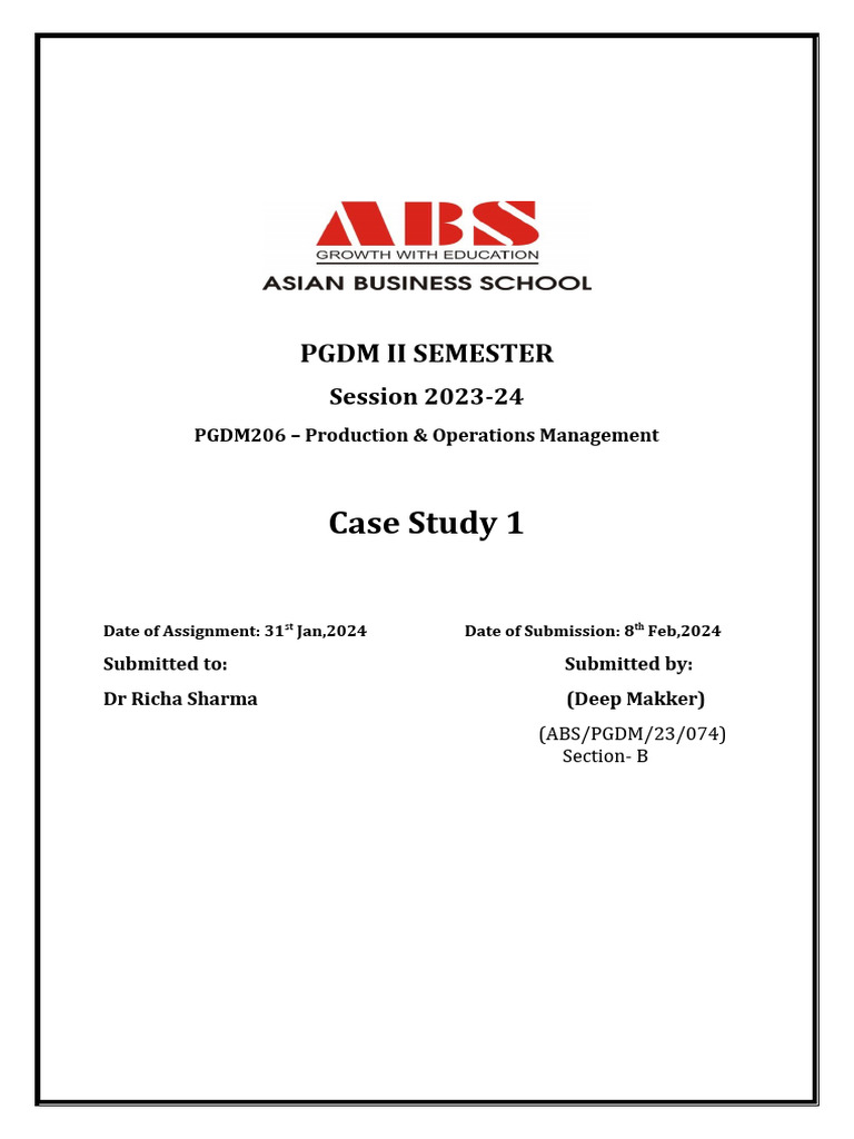 POM Case Study | Download Free PDF | Business | Business Process