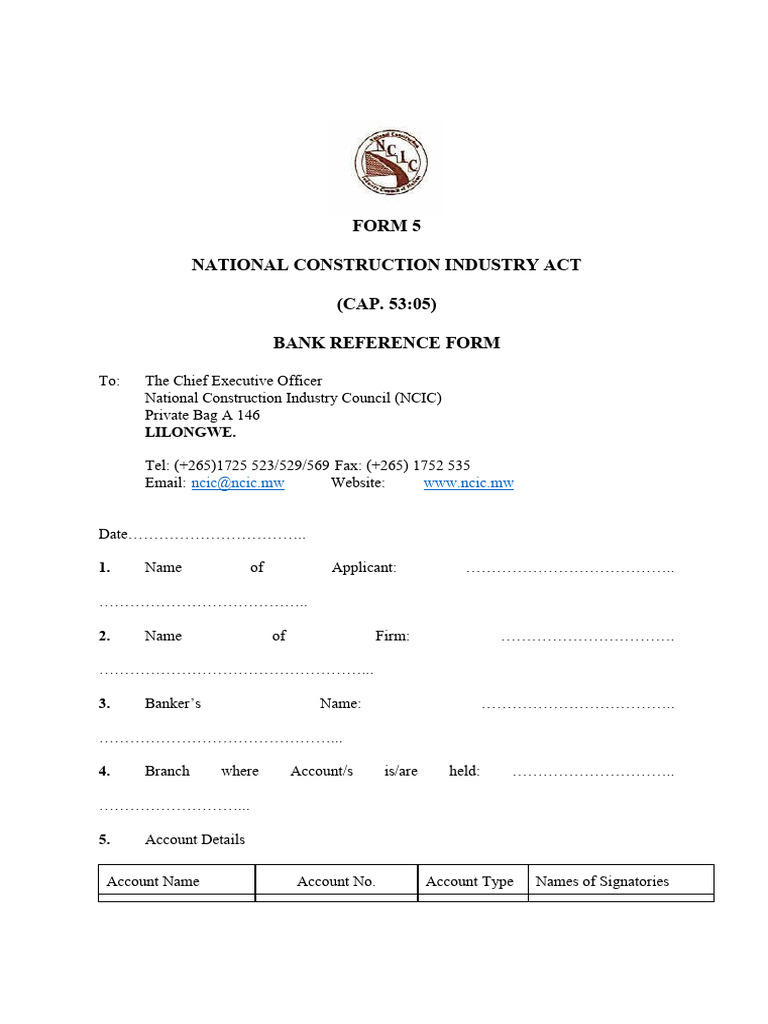 Bank Reference Form | PDF | Personal Finance | Economies