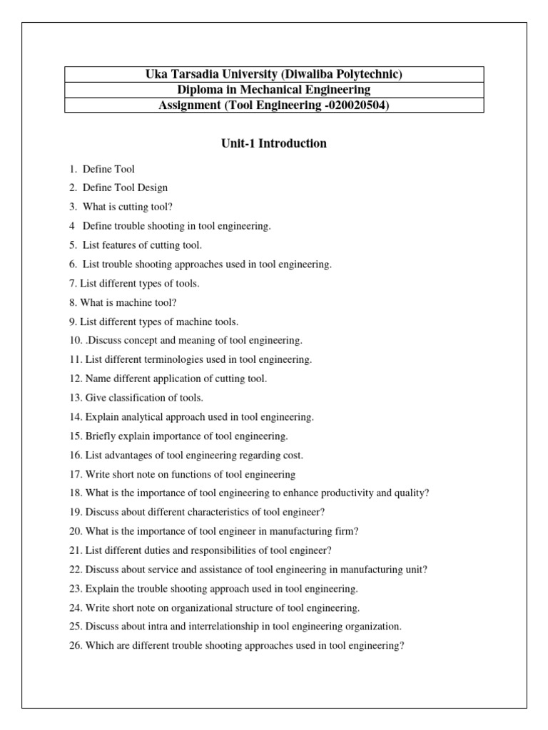 Tool Engineering Hw Imp Pdf Engineering Tolerance Machining