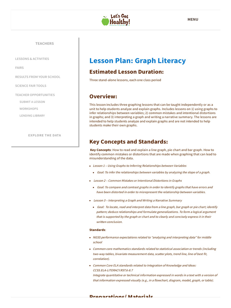 Let's Get Healthy! From OHSU - Graph Literacy | PDF | Information | Data