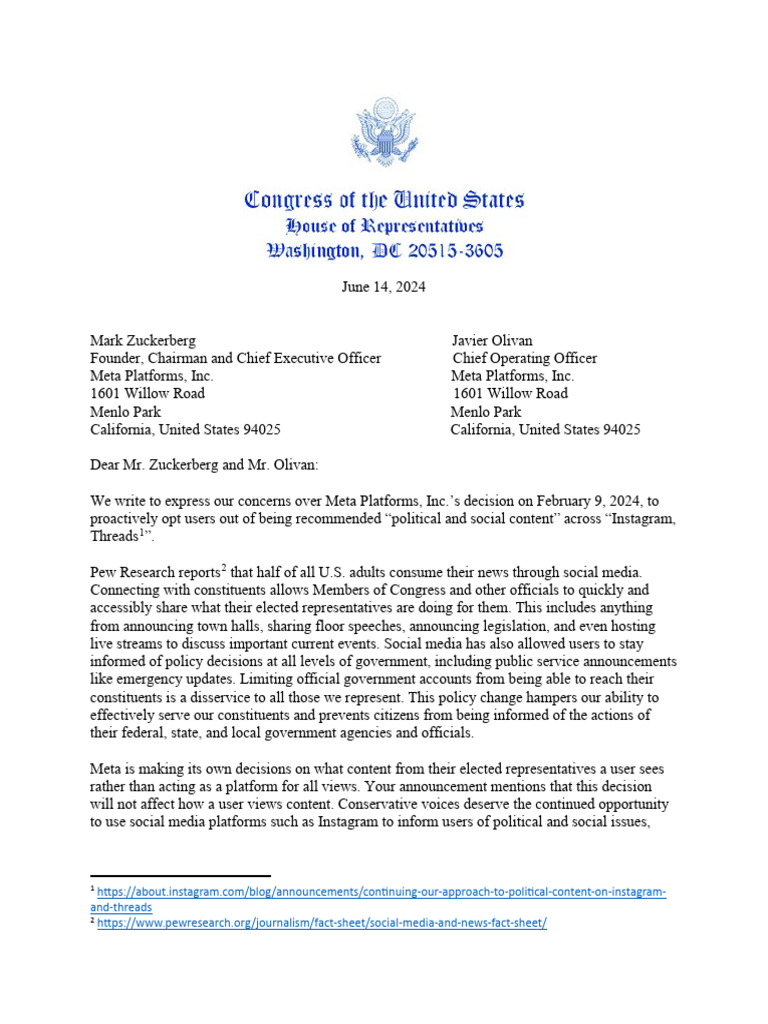 META Letter | Download Free PDF | Social Media | Popular Culture ...