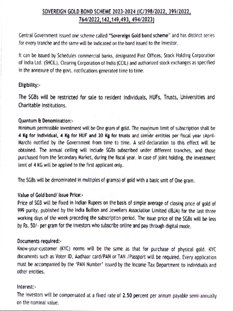 Sovereign Gold Bond | PDF | Bonds (Finance) | Capital Gains Tax