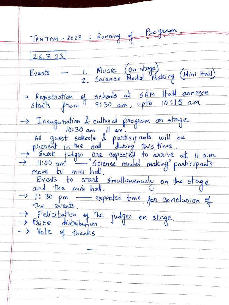 TANJAM Program Running Plan | PDF