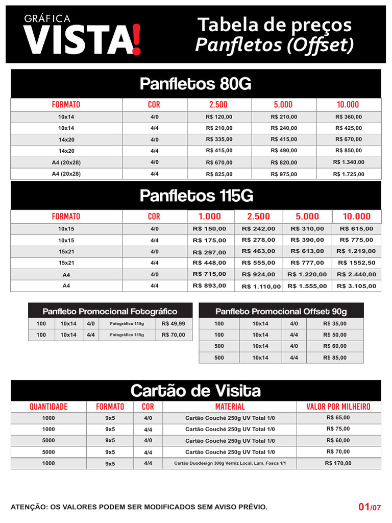 Tabela Nova 2022 Atualizada | PDF | Impressão | Design gráfico