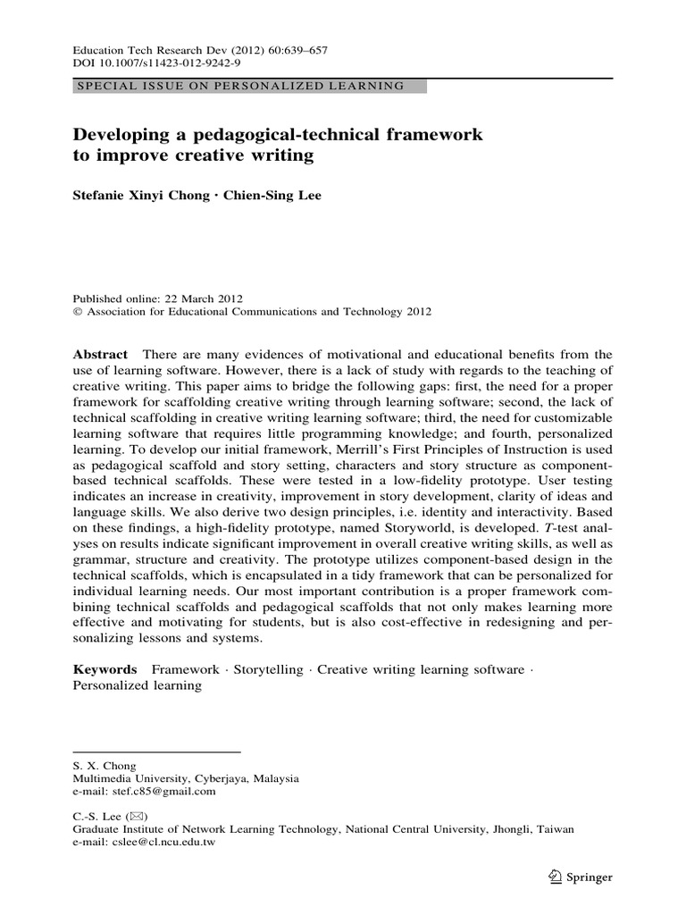 Developing A Pedagogical-Technical Framework To Improve Creative ...