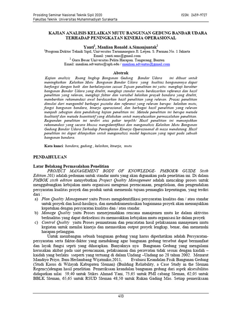 Prosiding Semnas Teknik Sipil UMS 2020-424-431 | PDF | Bisnis | Teknologi & Rekayasa