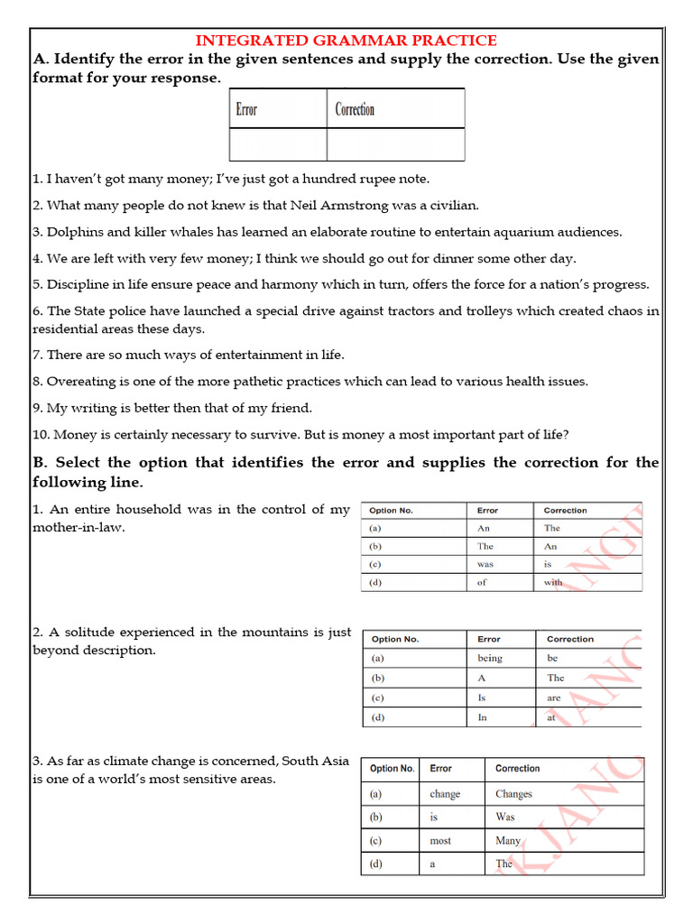 Grammar Practice for Students | PDF | Wellness