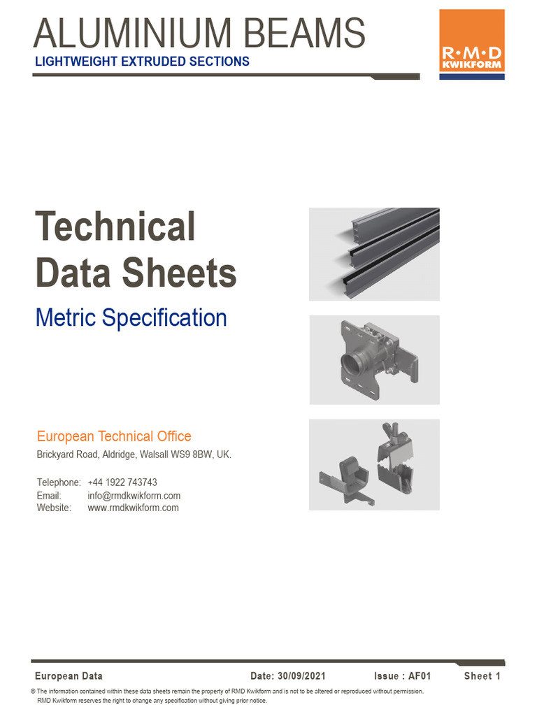 Aluminium Beams Technical Datasheets | PDF | Plywood | Beam (Structure)