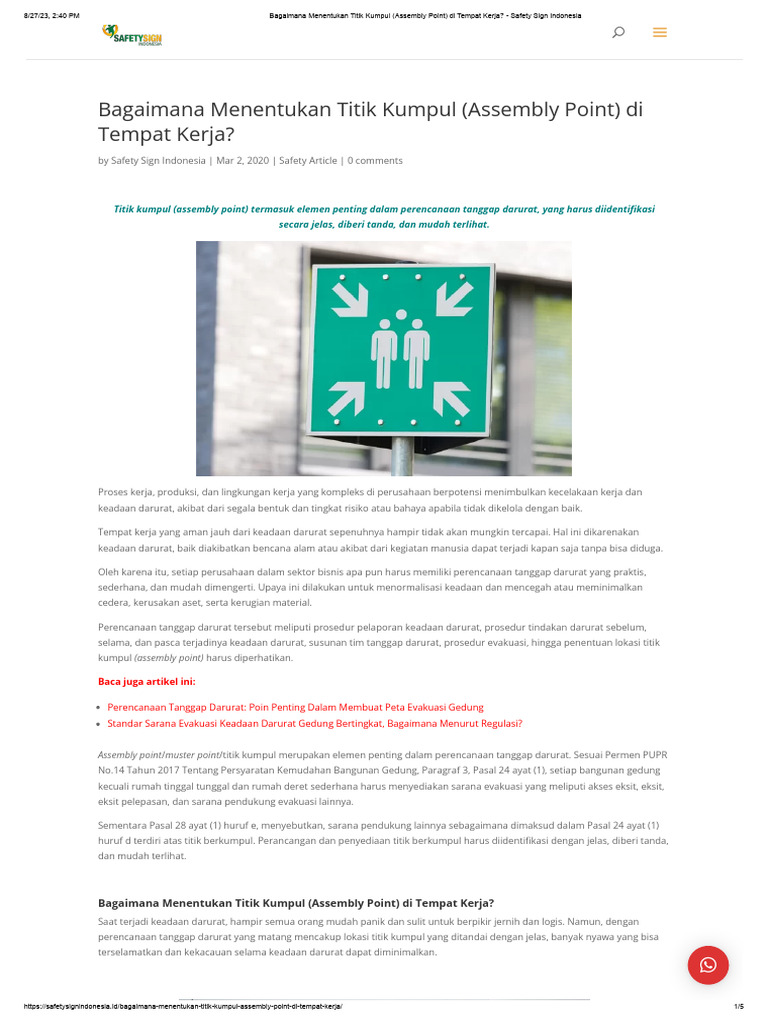 Ketentuan Titik Kumpul (Assembly Point) | PDF