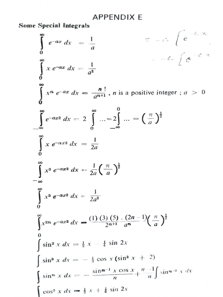 Useful Integrals For Physical Chemistry and Quantum Mechanical ...