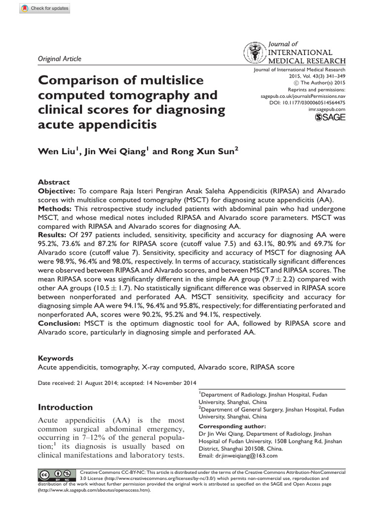 Liu Et Al 2015 Comparison of Multislice Computed Tomography and ...