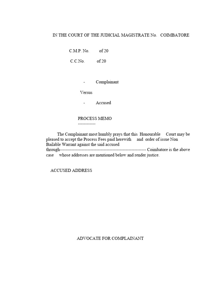 Process Memo for Nbw Bw | PDF