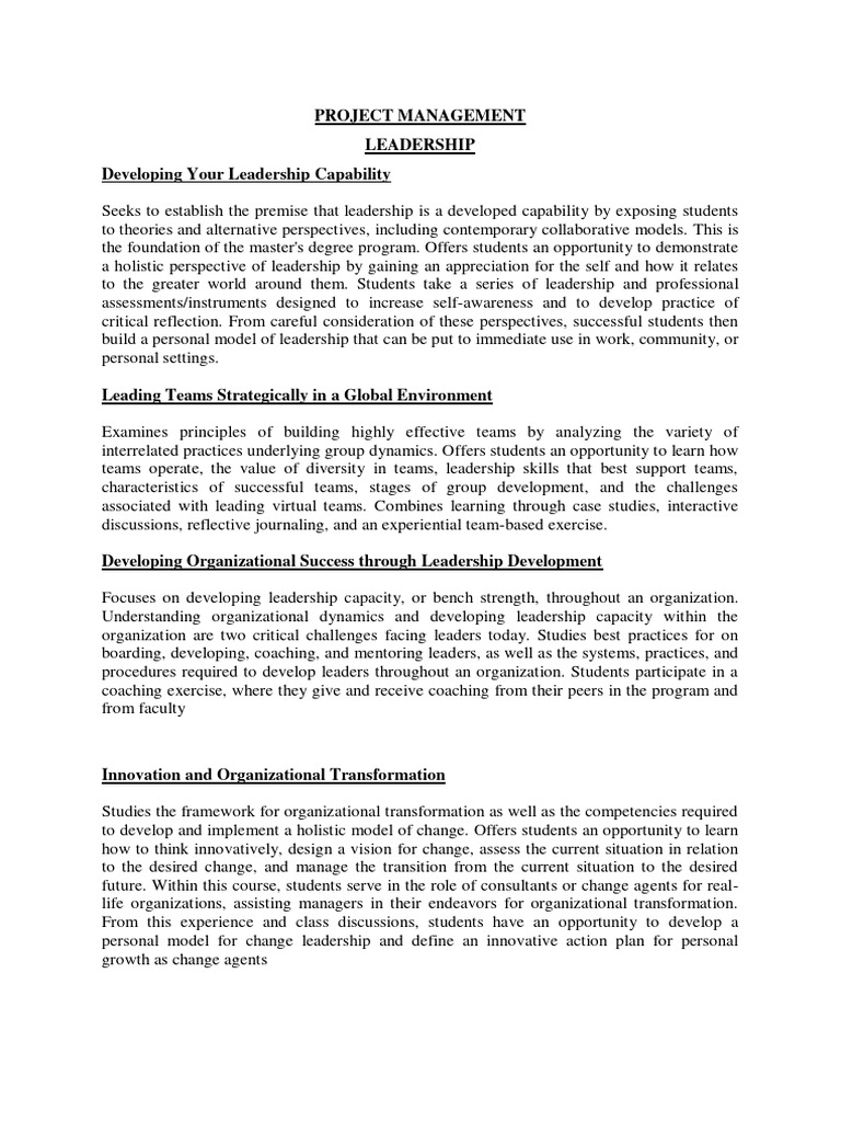LEADERSHIP PROJECT MANAGEMENT | Download Free PDF | Leadership | Strategic Management