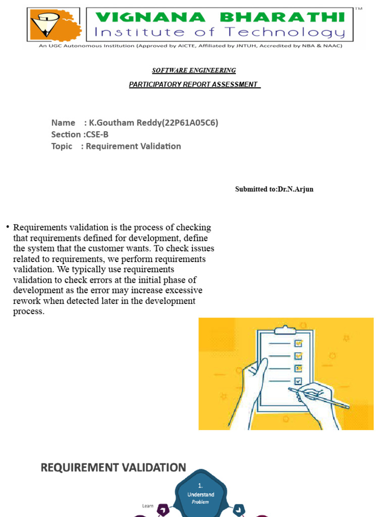 Name: K.Goutham Reddy (22P61A05C6) Section:CSE-B Topic: Requirement Validation | PDF