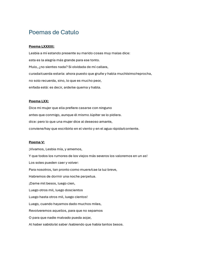 Poemas de Catulo | PDF | Poesía