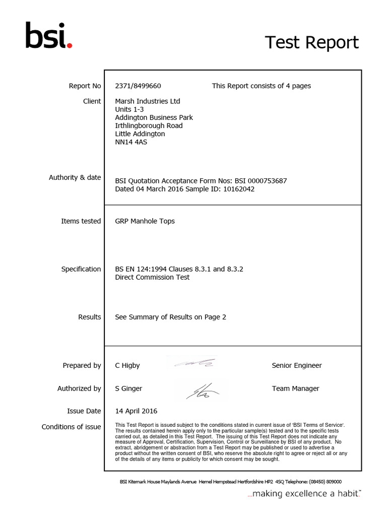 MANHOLE COVER TEST REPORT | PDF