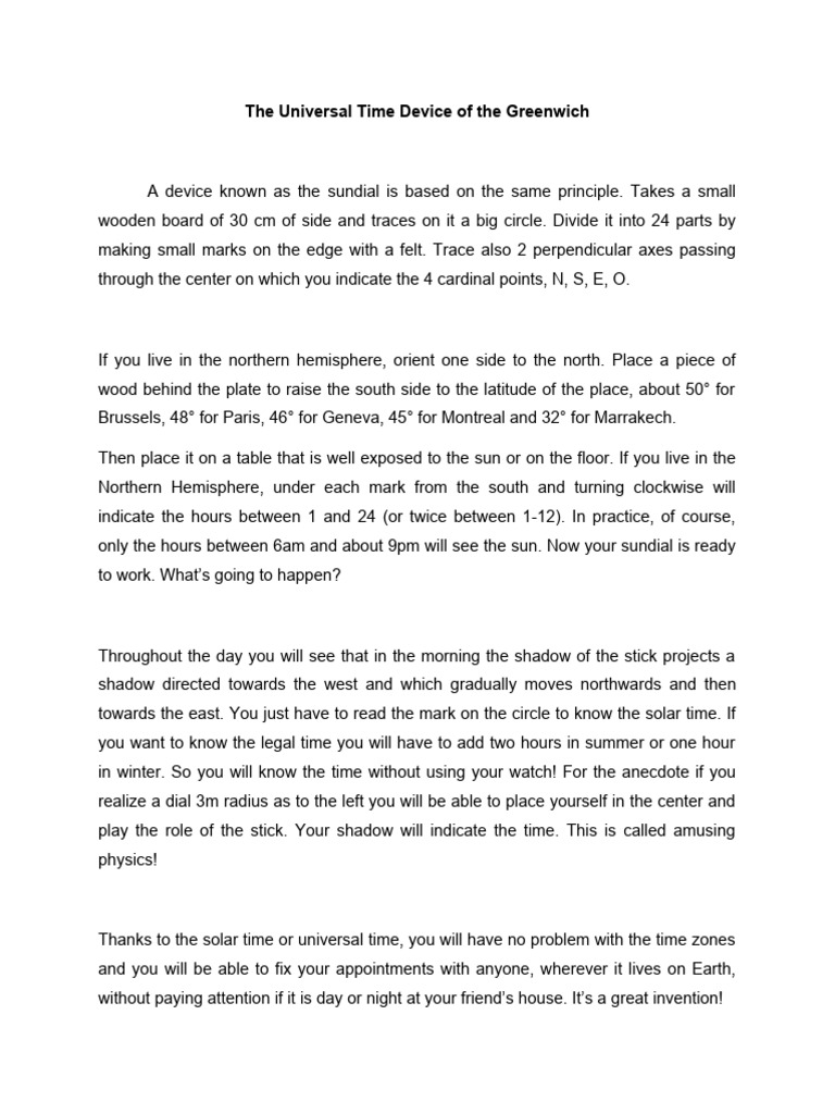 The Universal Time Device of The Greenwich | PDF | Teaching Methods & Materials | Home & Garden