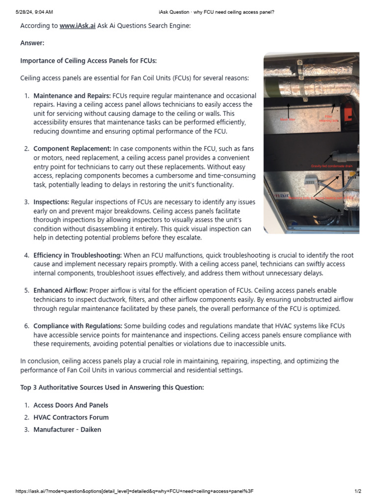 Iask Question Why FCU Need Ceiling Access Panel | PDF | Troubleshooting