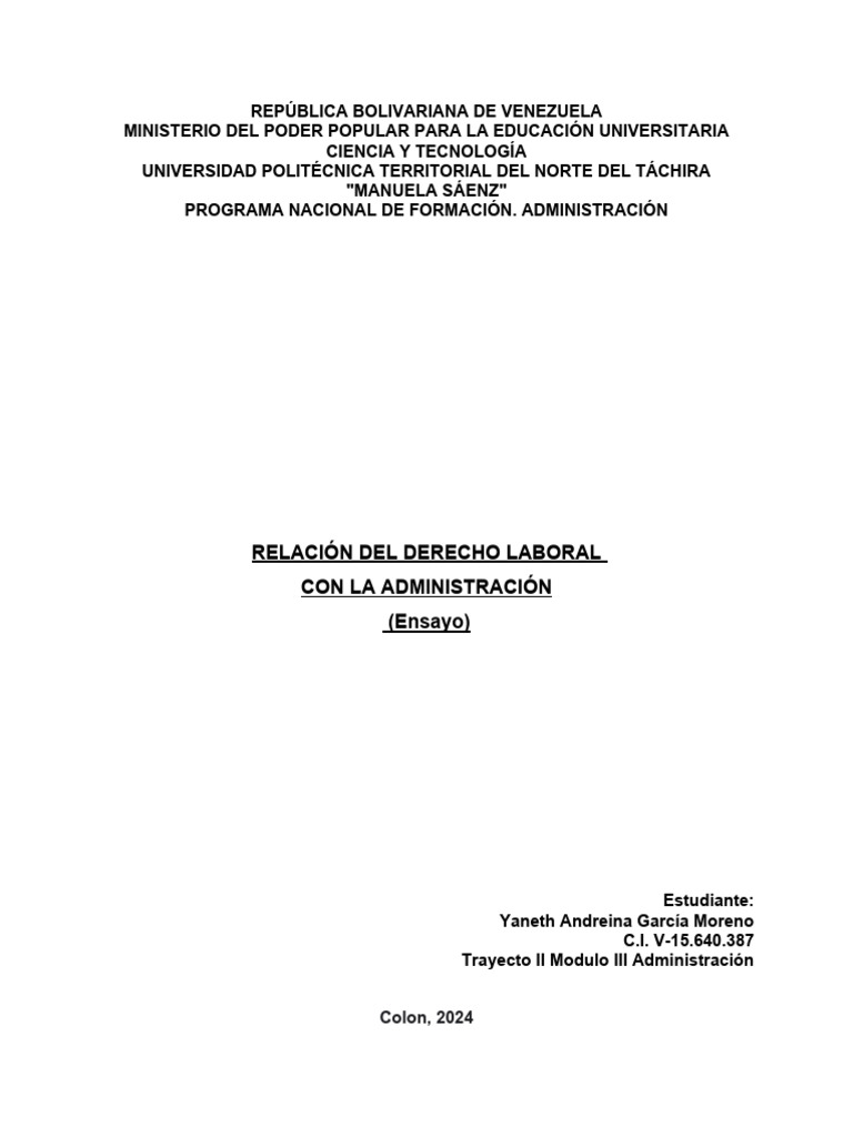 Ensayo de Marco Juridico II Yaneth Garcia | PDF | Derecho laboral ...