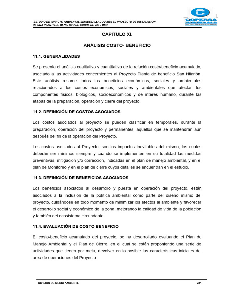 Capitulo Xi - Analisis - Costo Beneficio | PDF | Entorno natural | Ciencias de la Tierra