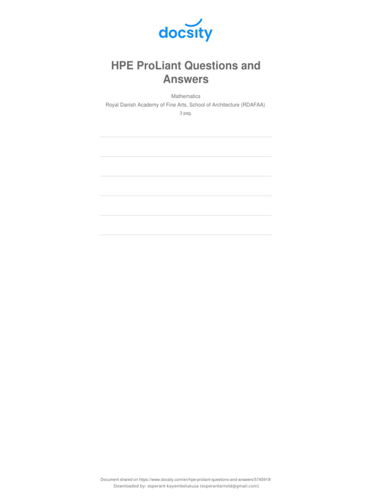 Docsity Hpe Proliant Questions and Answers | PDF | Bios | Server ...