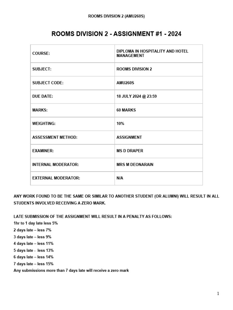 Housekeeping Assignment 2024 | PDF | Microsoft Word | Writing