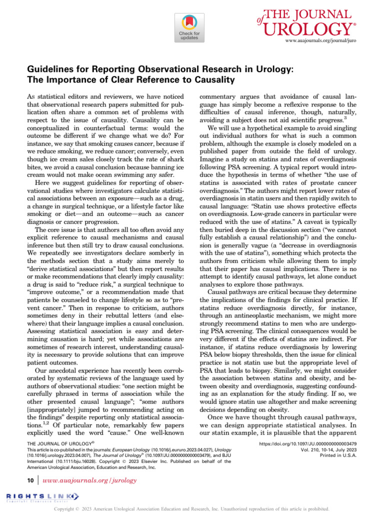 Guidelines For Reporting Observational Research in Urology | PDF ...