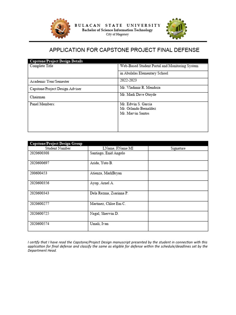 Application For Capstone Project Final Defens2 | PDF