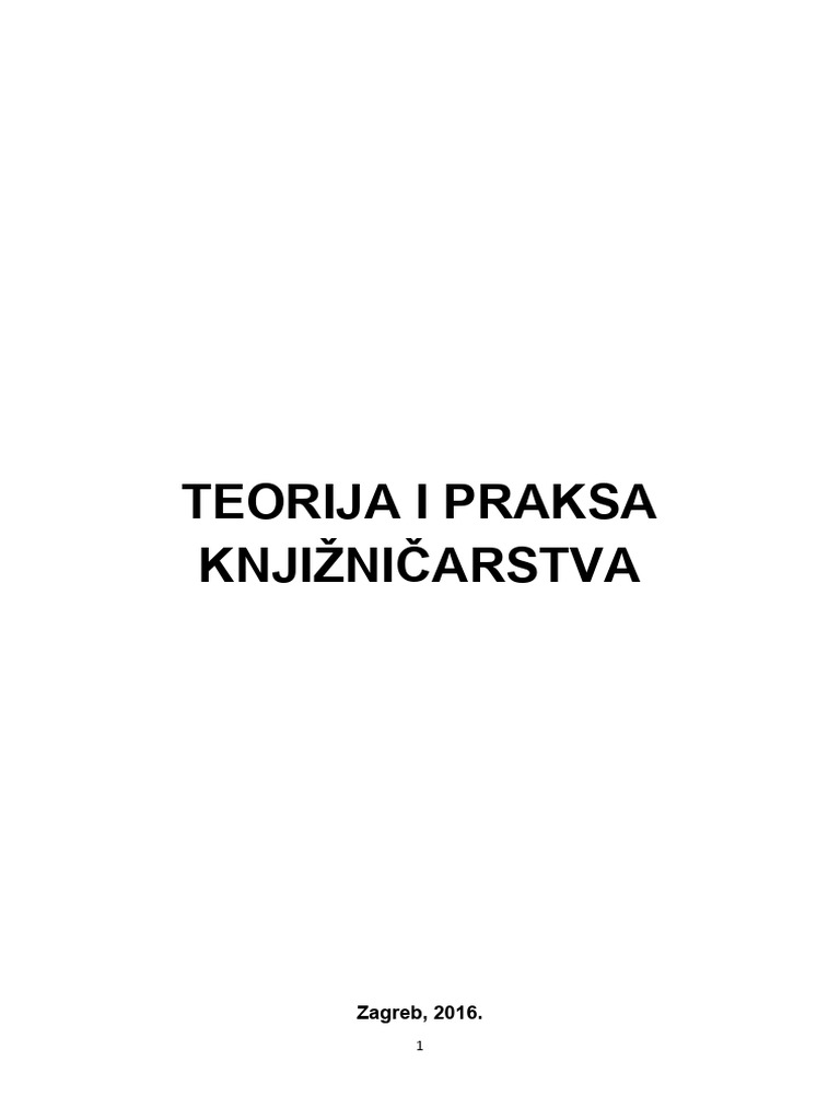 Teorija I Praksa Knjižničarstva - Skripta | PDF