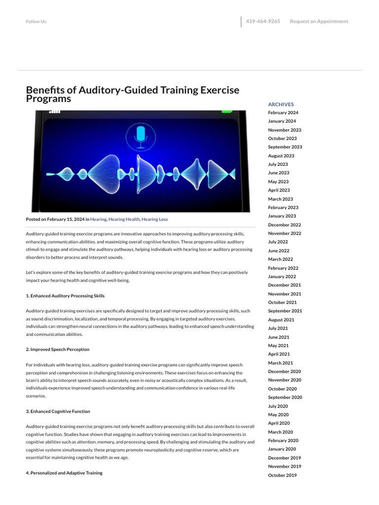 Benefits of Auditory-Guided Training Exercise Programs | PDF | Hearing ...