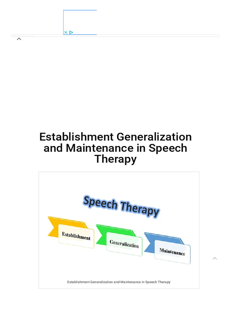 Establishment Generalization and Maintenance in Speech Therapy (1 ...