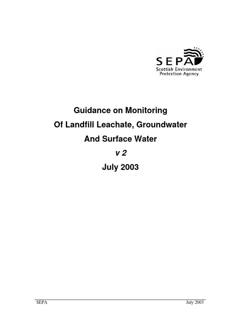 Guidance on Monitoring of Landfill Leachate Groundwater and Surface ...