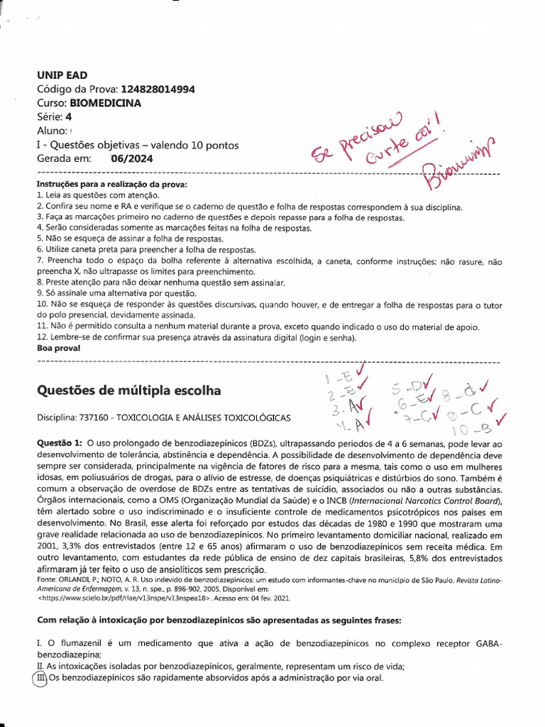Prova Toxicol An Tox C Gab 1 2024 | PDF