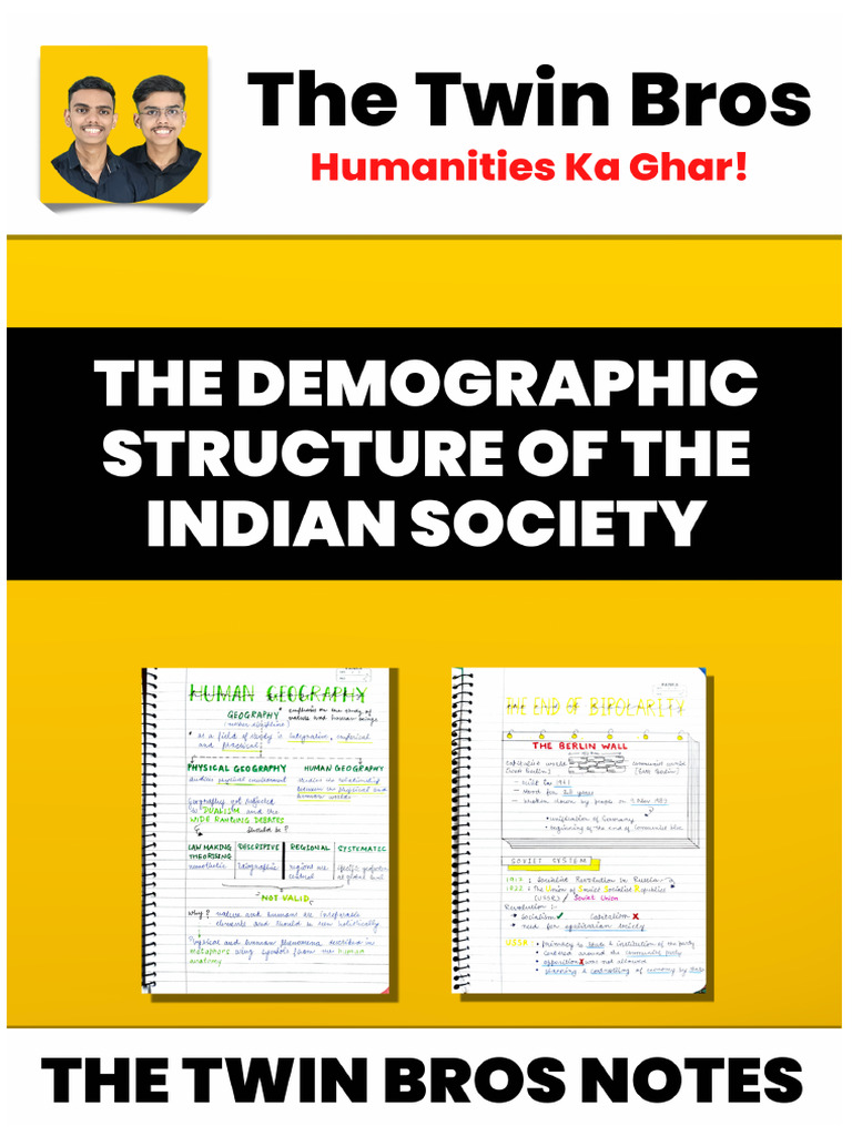 The Demographic Structure of The Indian Society Notes by The Twin | PDF