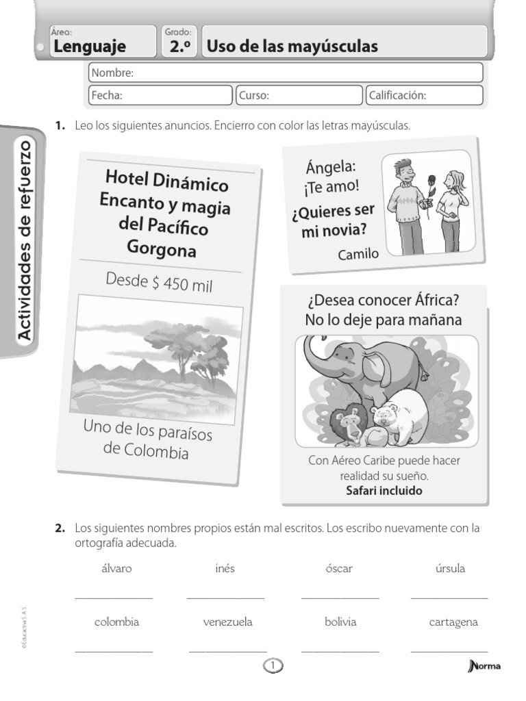 Refuerzo Uso de La Mayusculas 2024 201 Dc Nuris | PDF
