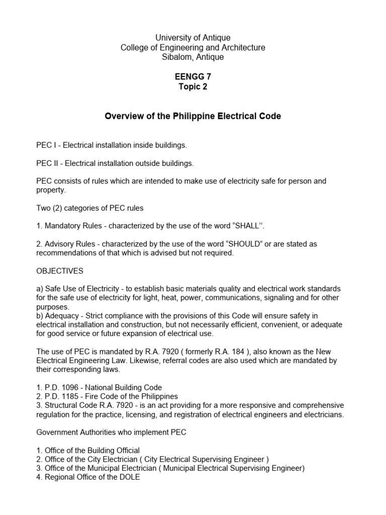 PEC-1 | Download Free PDF | Electrical Wiring | Fuse (Electrical)