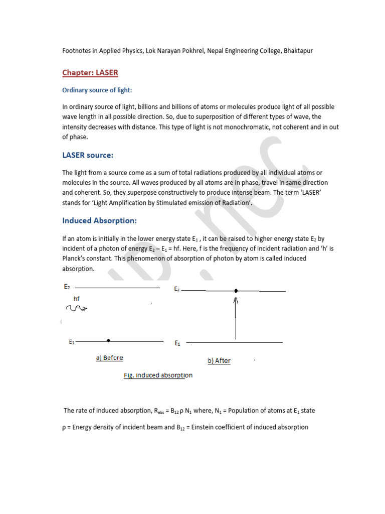Laser Applied Physics LNP | PDF | Laser | Emission Spectrum