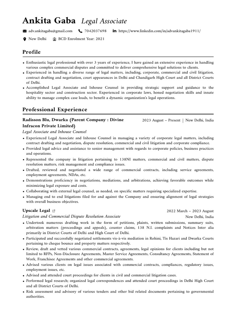 Ankita Gaba CV_2024 (1) | Download Free PDF | Lawsuit | Mediation