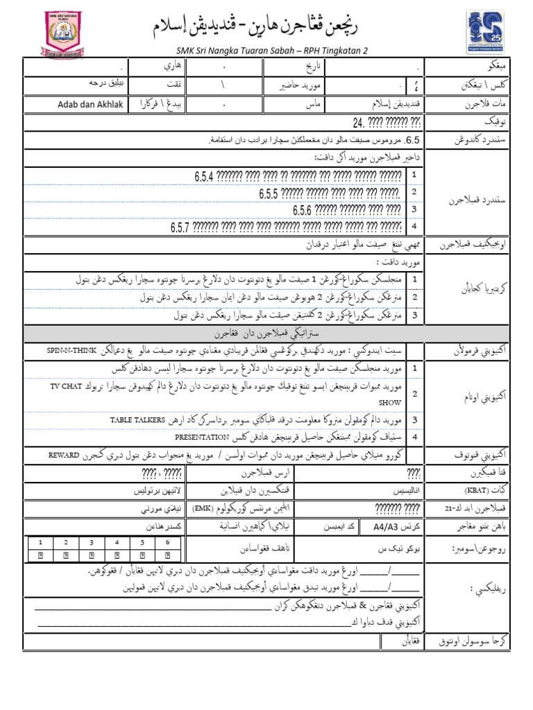 RPH TG 2 P Islam Pel 24 Malu Perisai Iman2 Ts25 | PDF