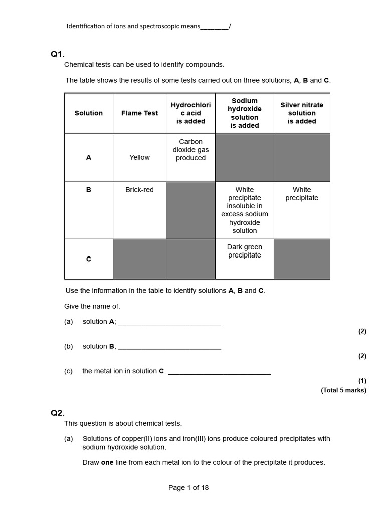 Exampro Questions | PDF | Precipitation (Chemistry) | Hydroxide