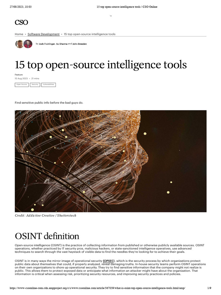 15 Top Open-Source Intelligence Tools - CSO Online | PDF | Security | Computer Security
