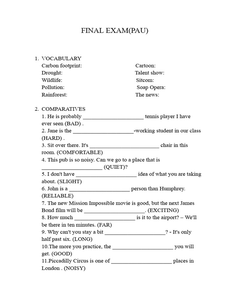 Final Exam | PDF | Language Arts & Discipline | Foreign Language Studies