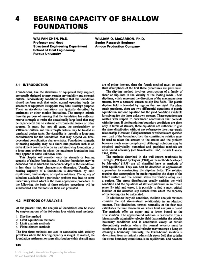VESIC, A.S Beraring Capacity of Shallow Foudations | PDF | Stress ...