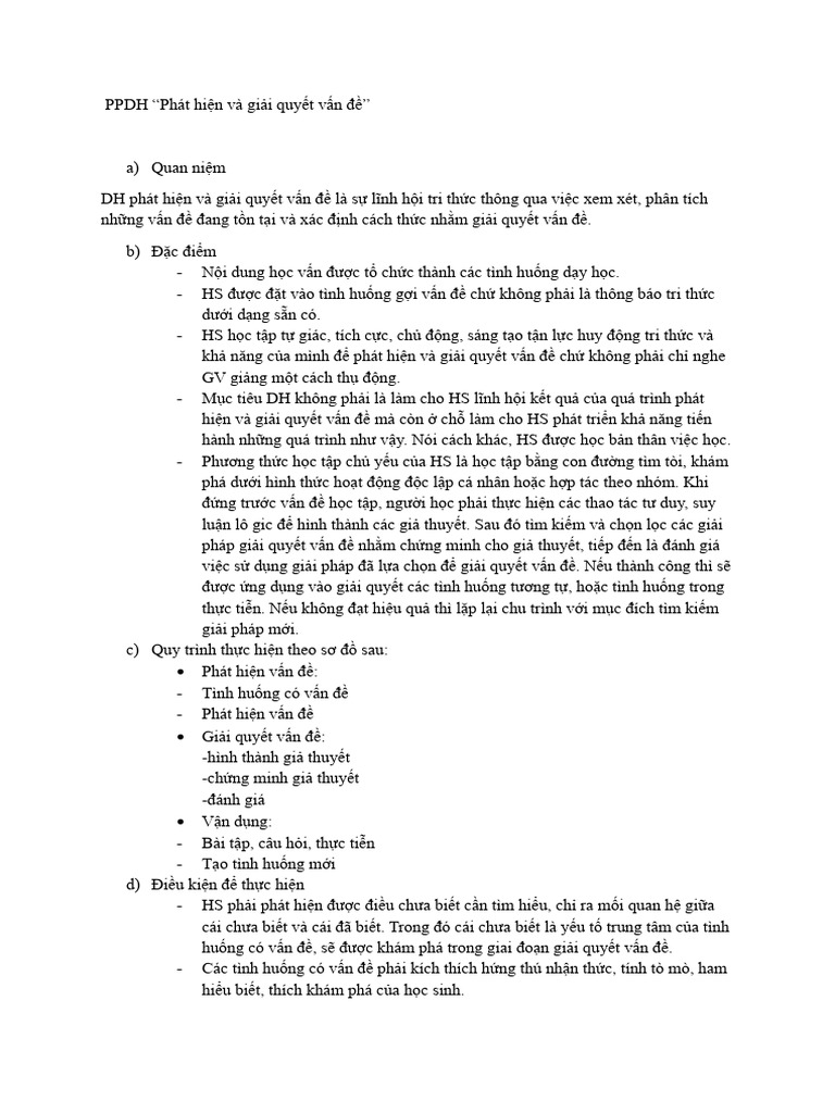 Ppdh Phát Hiện Và Giải Quyết Vấn Đề | PDF