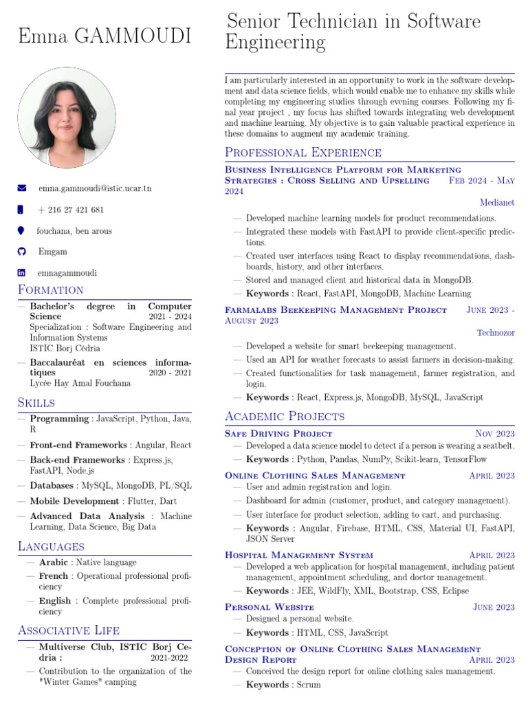 Cvfinalfinalanglaisemna | PDF | Java Script | Computing