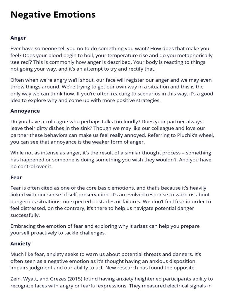 JP Negative Emotions | PDF | Emotions | Anger