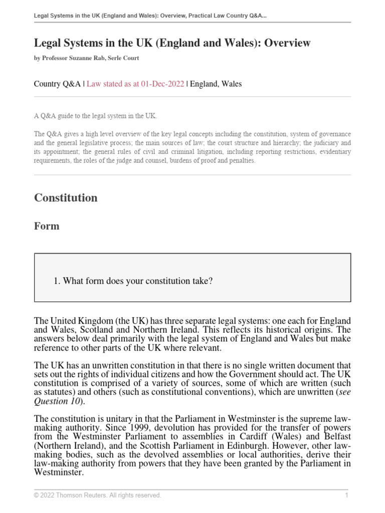 Overview of the UK Legal System | PDF | Prosecutor | Bill (Law)